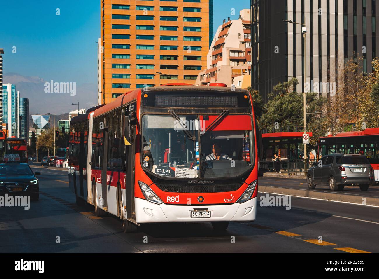 Santiago, Chile - March 10 2023: A brand new public transport ...
