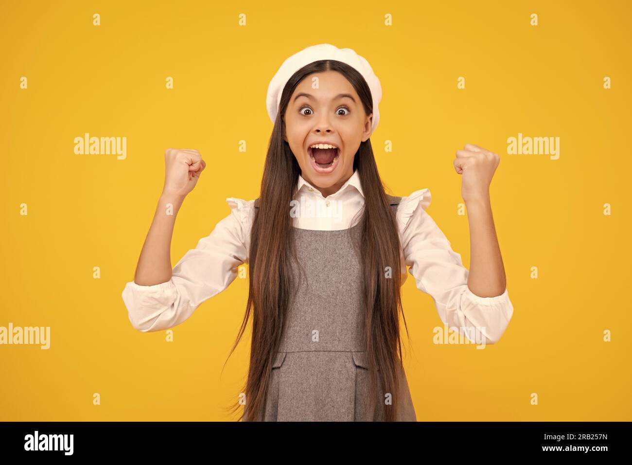 Happy face, positive and smiling emotions of teenager girl. Excited ...