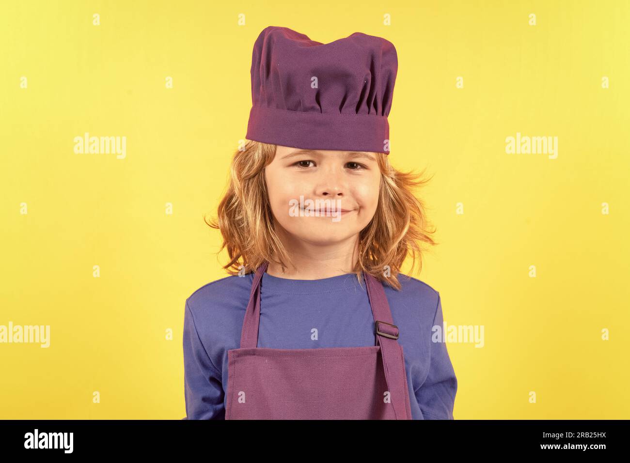 Funny kid chef cook studio portrait. Cooking children. Chef kid boy in ...