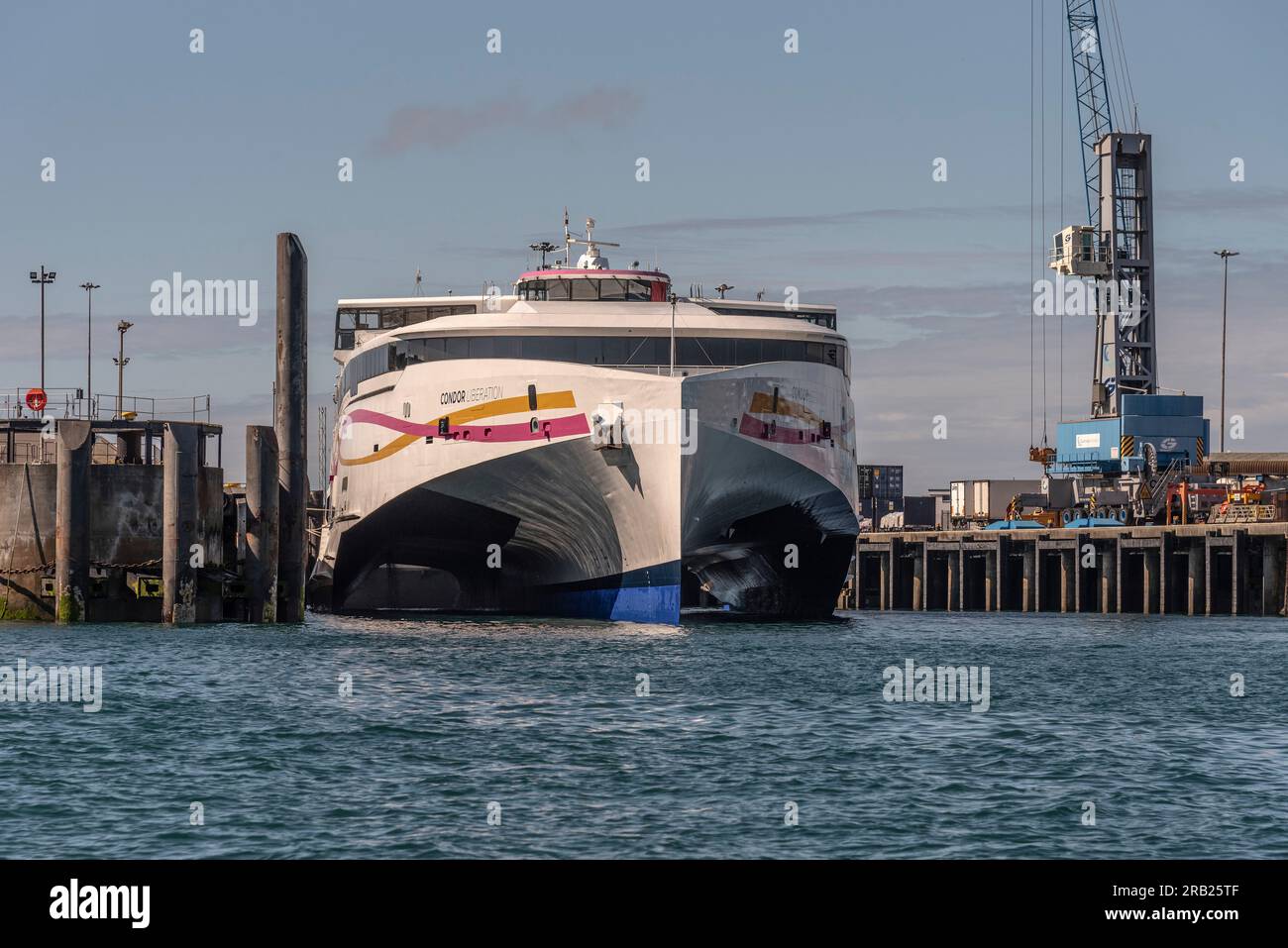 St Peter Port, Guernsey, Channel Islands. 11 June 2023. Condor Liberation a high speed general ...