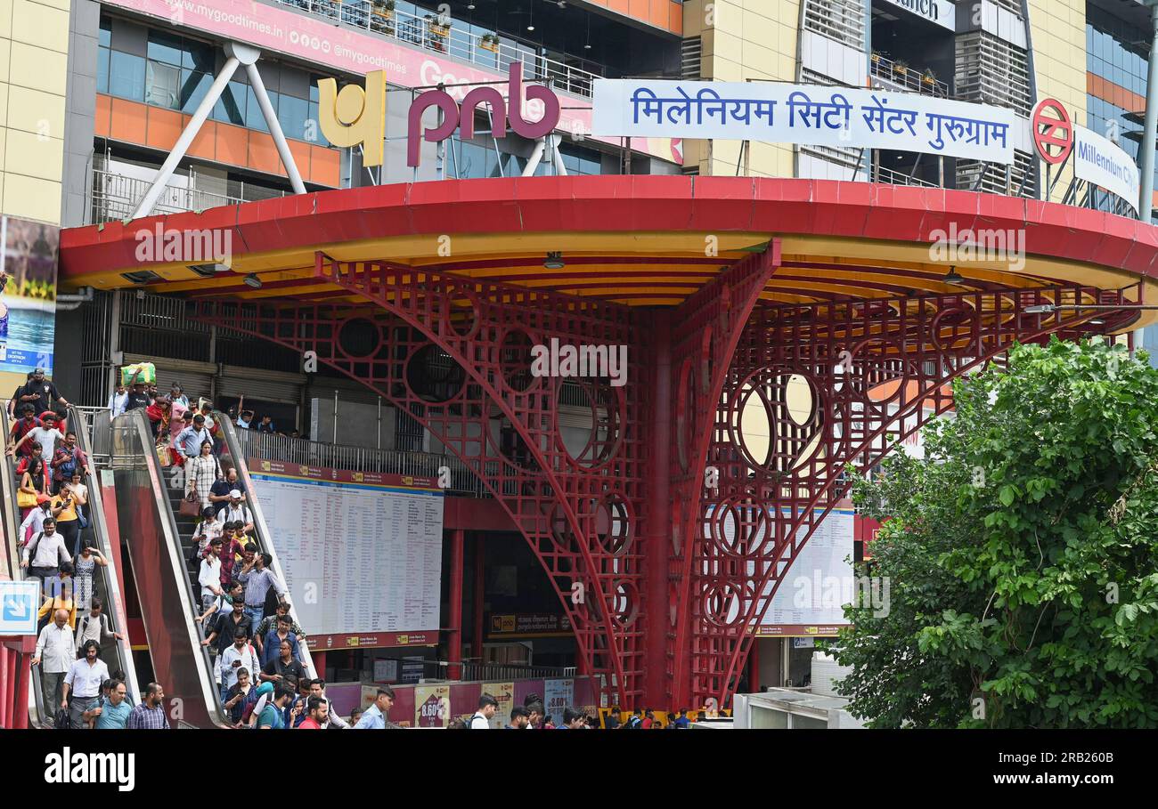 India. 06th July, 2023. GURUGRAM, INDIA - JULY 6: The Delhi Metro Rail ...