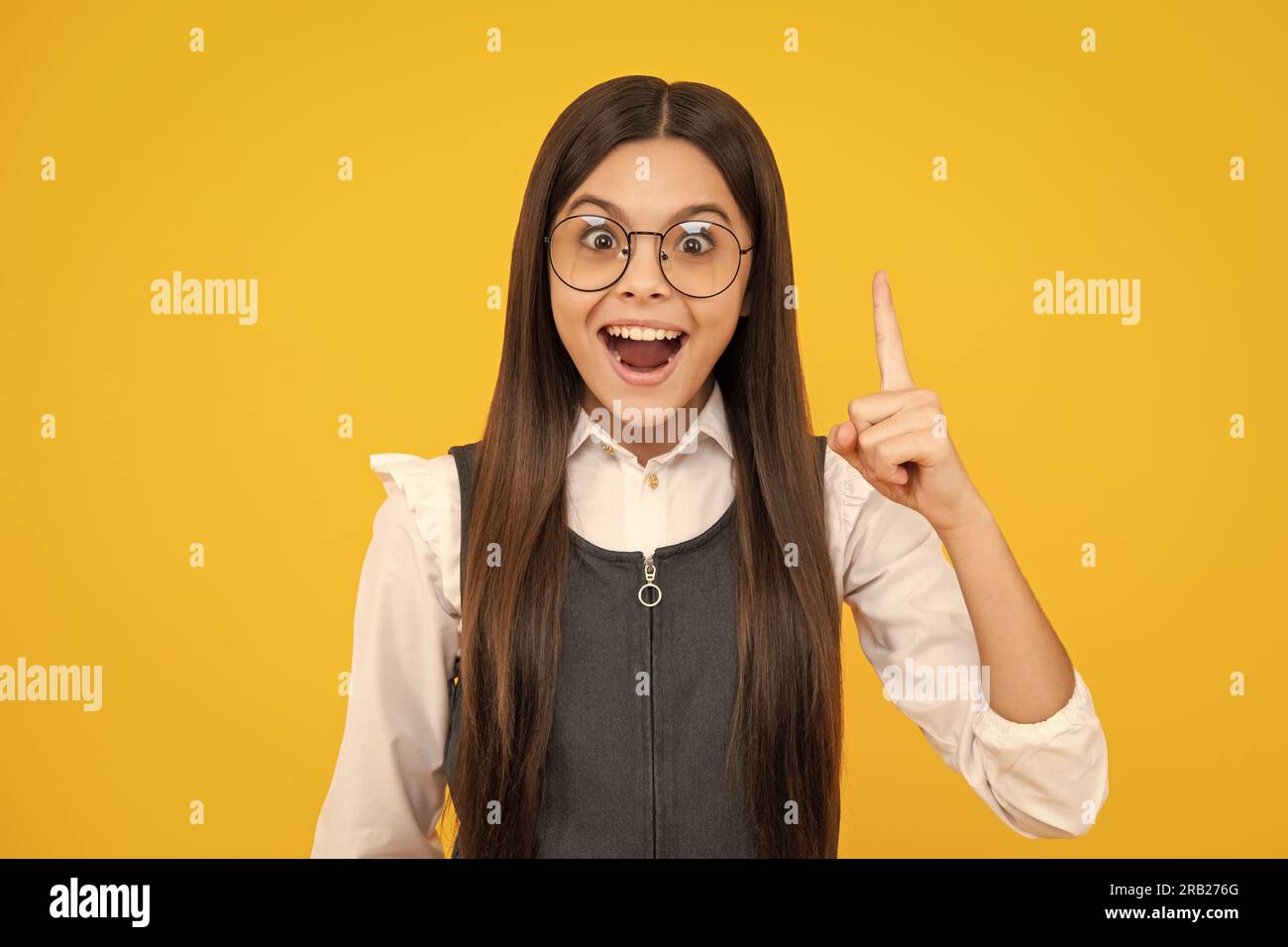 Excited face, cheerful emotions of teenager girl. Funny face of young ...