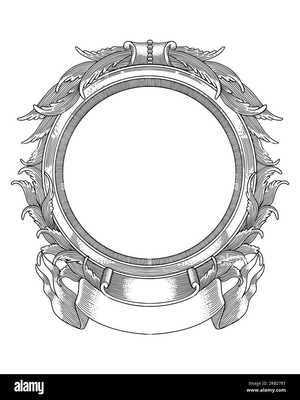 vector illustration of antique engraving frame monochrome style Stock ...