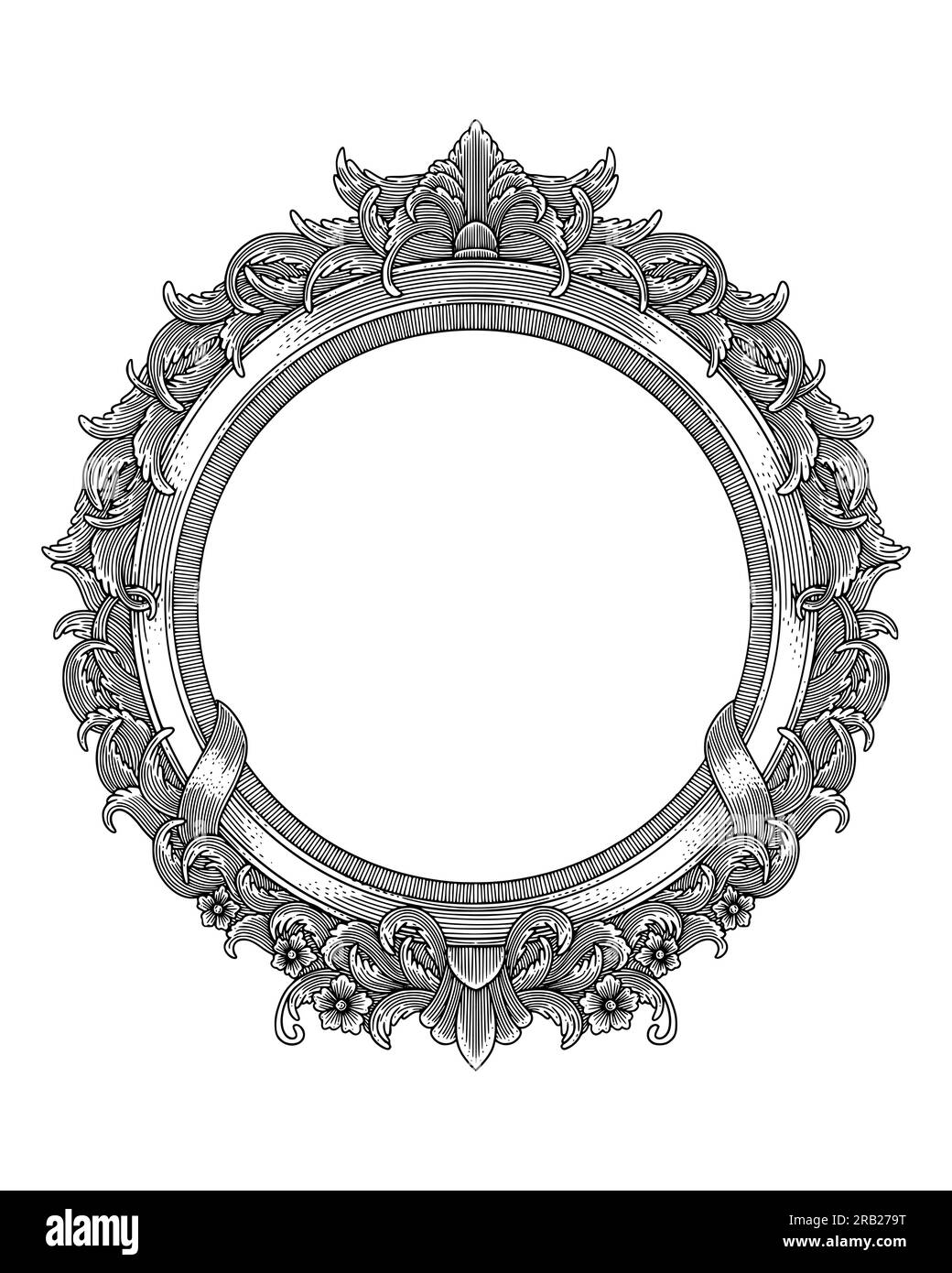 vector illustration of antique engraving frame monochrome style Stock ...