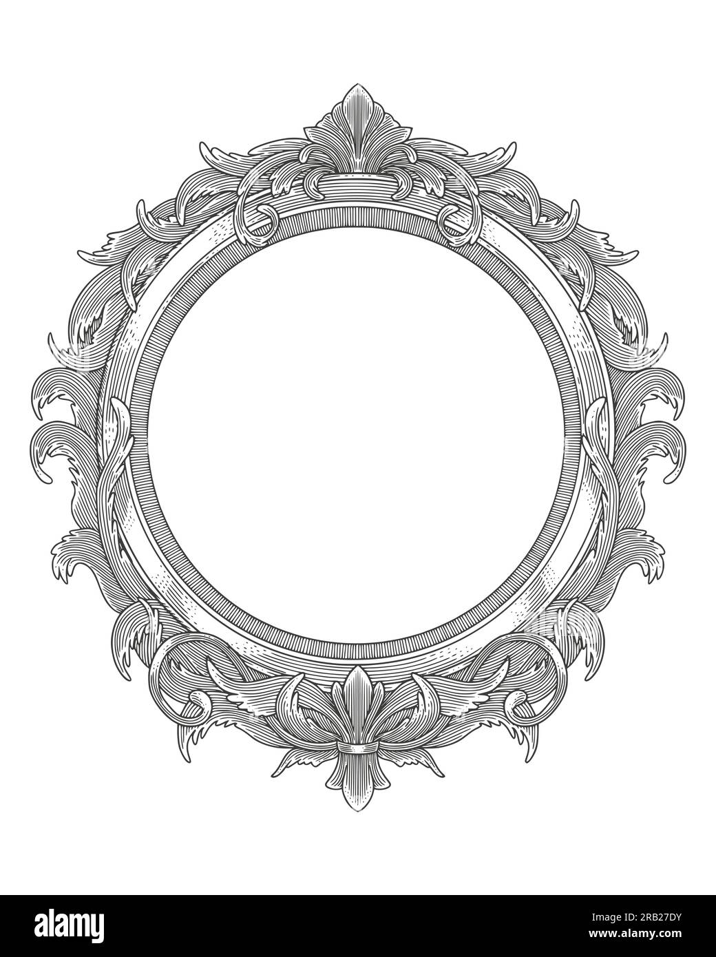 vector illustration of antique engraving frame monochrome style Stock ...