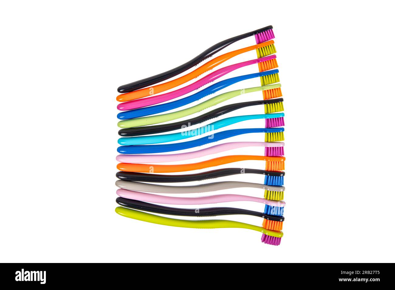 Top view of toothbrushes in colorful. Plastic Blank Toothbrush Icon Set ...