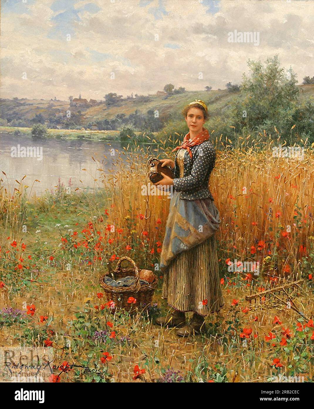 Madeleine in An Wheat Field 1907 by Daniel Ridgway Knight Stock Photo ...
