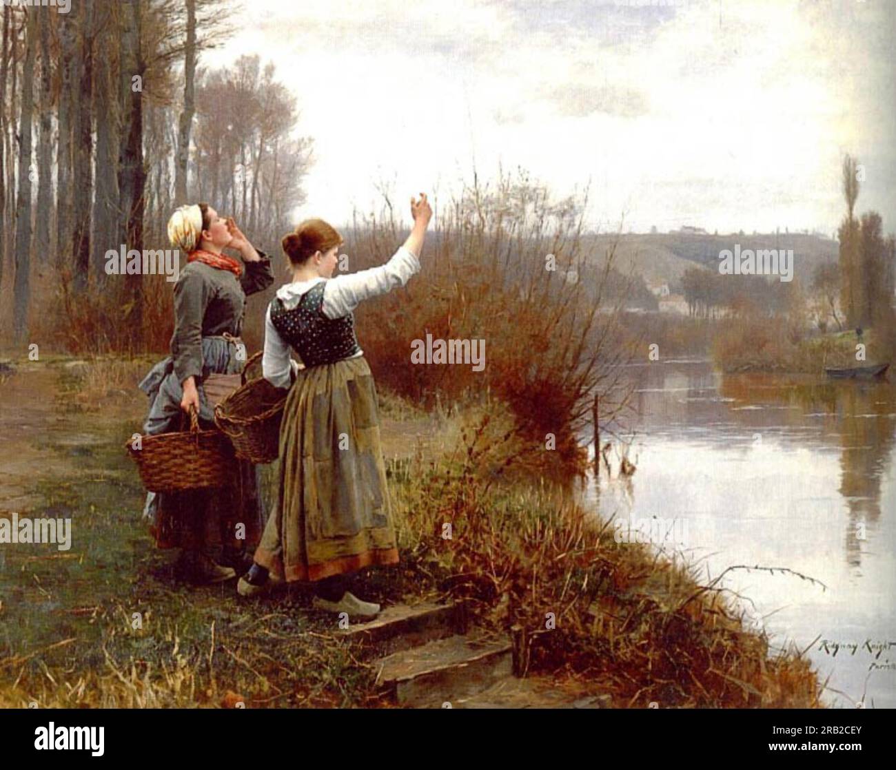 Hailing the ferry 1888; Paris, France by Daniel Ridgway Knight Stock ...