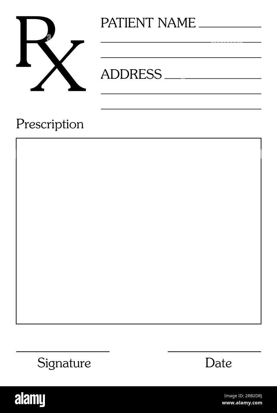 Printable Prescription Template Blank Rx Prescription Form Medical