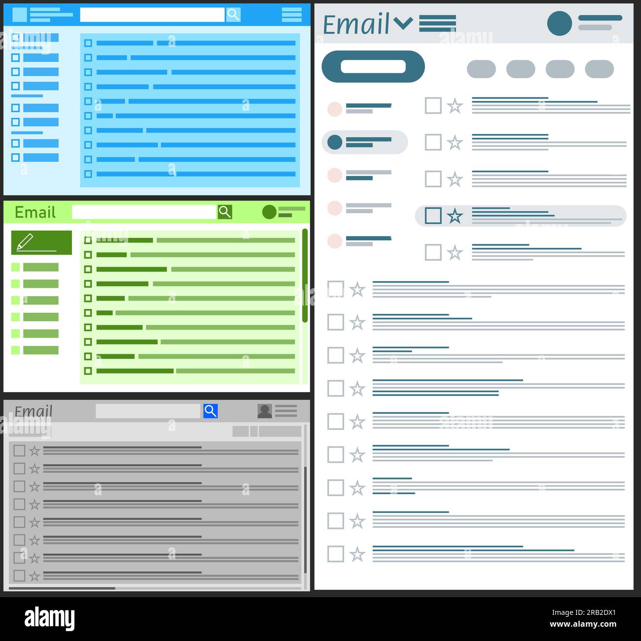 Collage with illustrations of different email app interfaces Stock ...