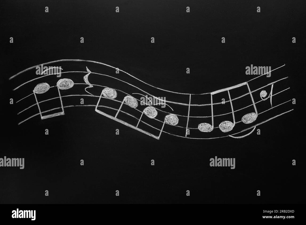 Musical notes written with chalk on blackboard Stock Photo - Alamy