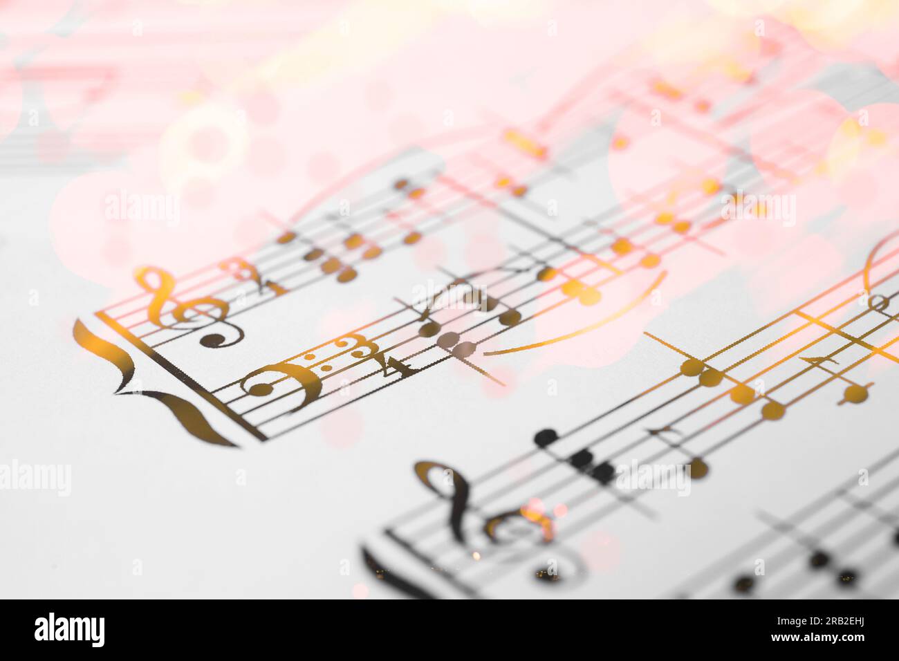 Sheet with music notes as background, closeup. Color tone effect Stock ...