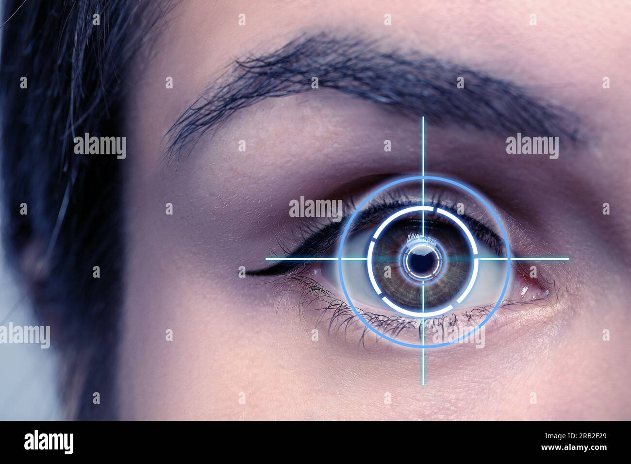 Vision test. Laser reticle focused on woman's eye, closeup Stock Photo ...
