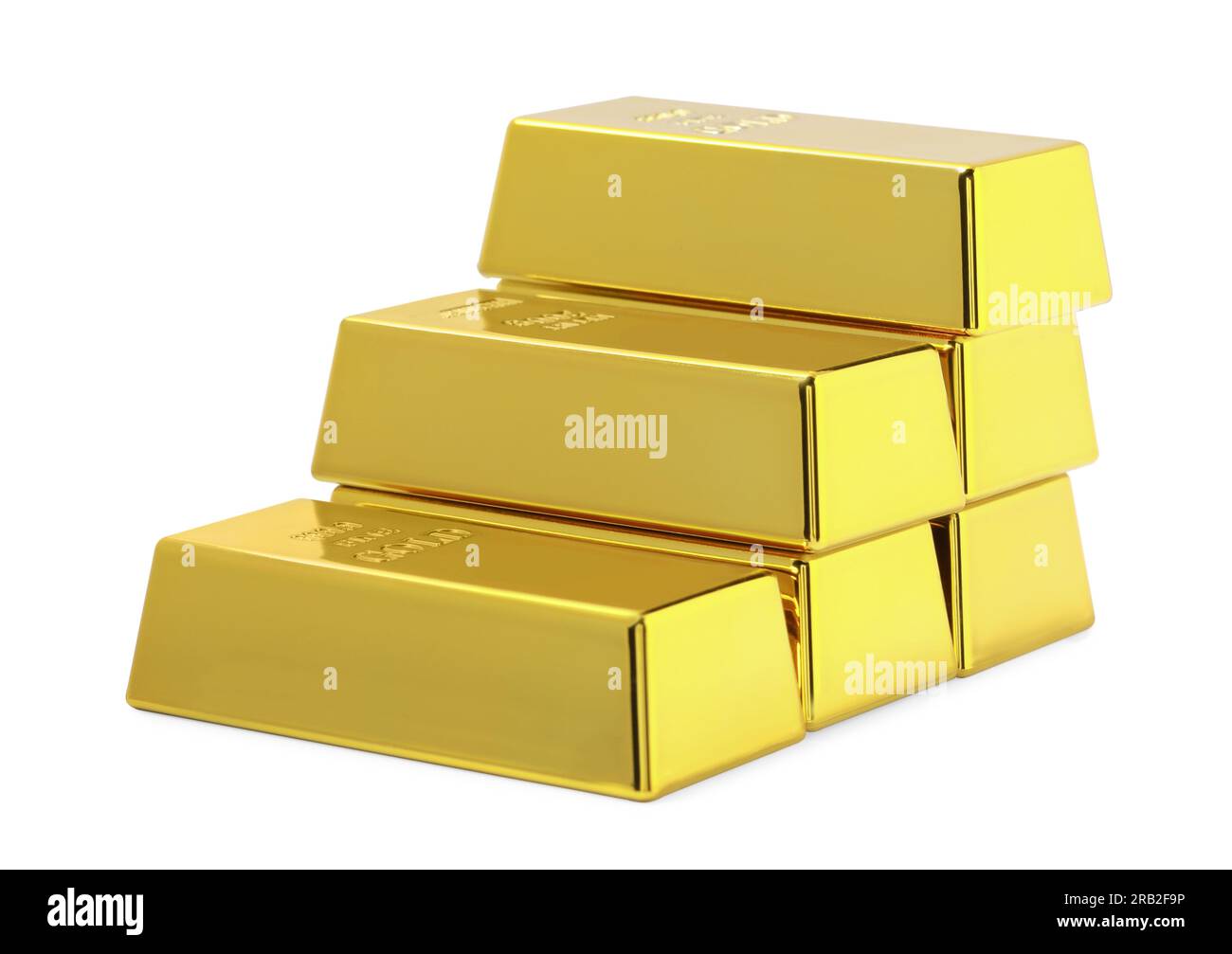 Stack of shiny gold bars isolated on white Stock Photo - Alamy