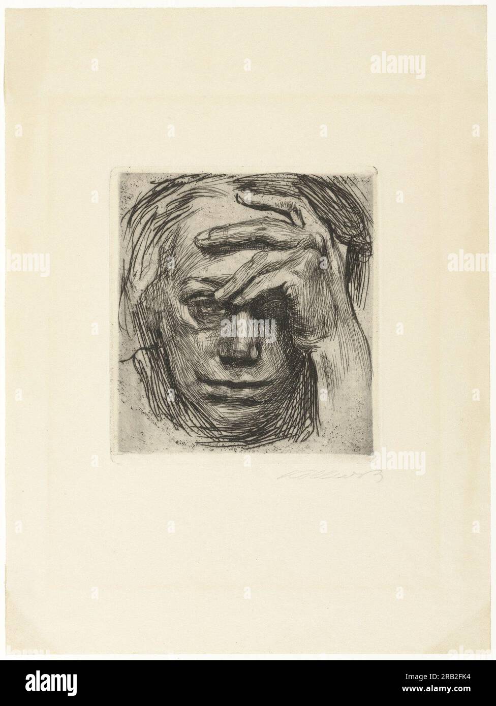 Self-Portrait, Hand at the Forehead 1910 by Kathe Kollwitz Stock Photo ...