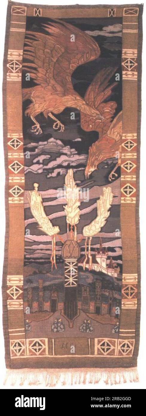 Eagles above the Hero's Grave 1918 by Aladar Korosfoi-Kriesch Stock ...