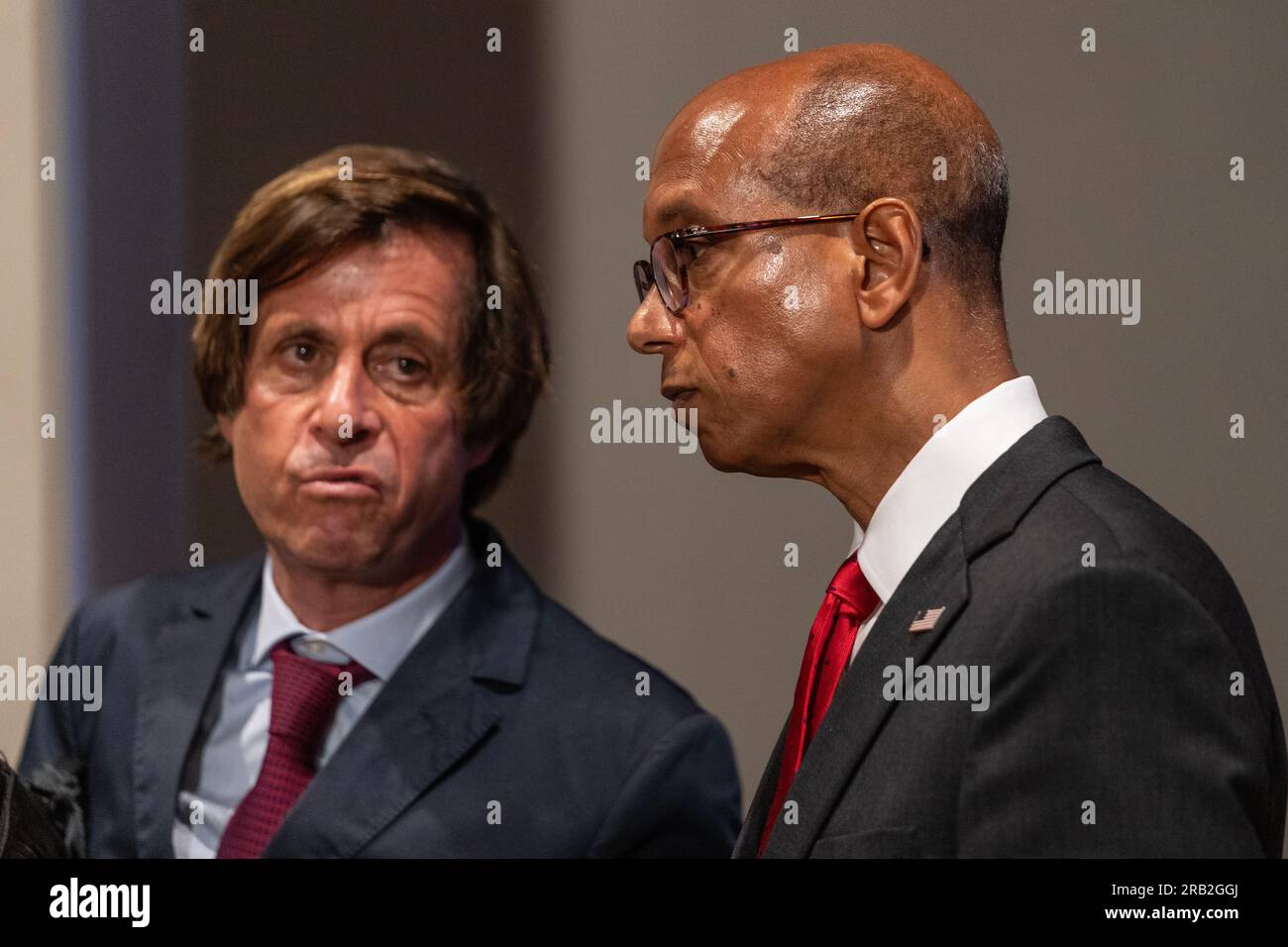 Ambassadors Nicolas de Riviere and Robert Wood seen at Security Council ...