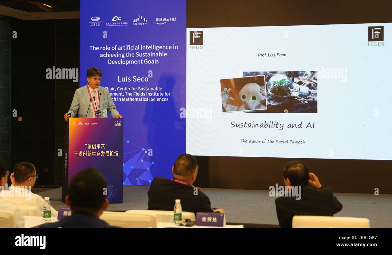 SHANGHAI, CHINA - JULY 6, 2023 - Luis Seco speaks at the 2023 World Artificial Intelligence ...