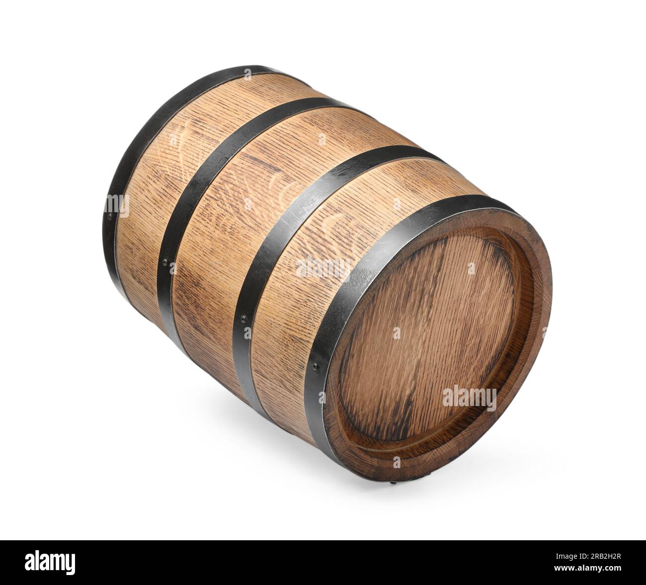 One traditional wooden barrel isolated on white Stock Photo - Alamy