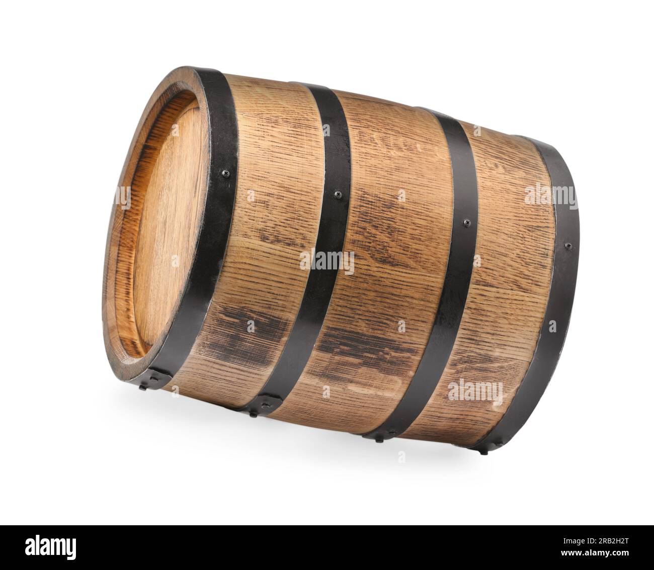 One traditional wooden barrel isolated on white Stock Photo - Alamy
