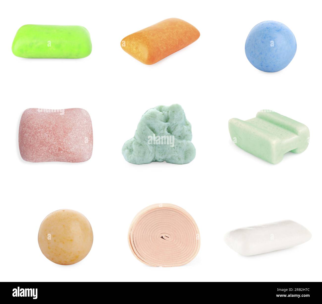 Set of different chewing gums on white background Stock Photo - Alamy