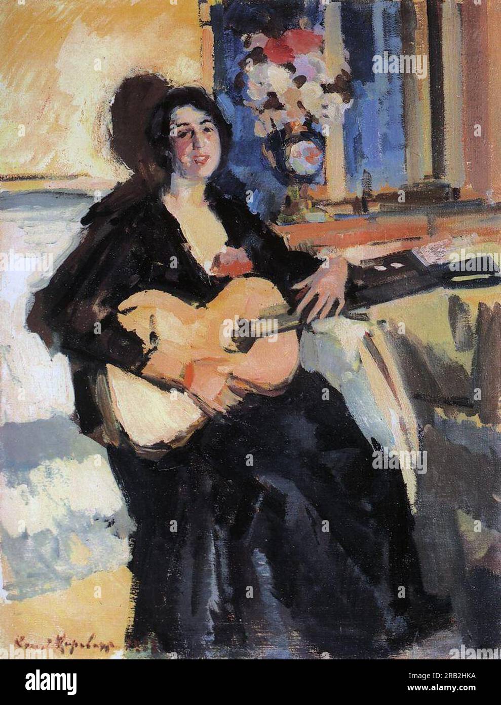 Lady with a Guitar 1911 by Konstantin Korovin Stock Photo - Alamy
