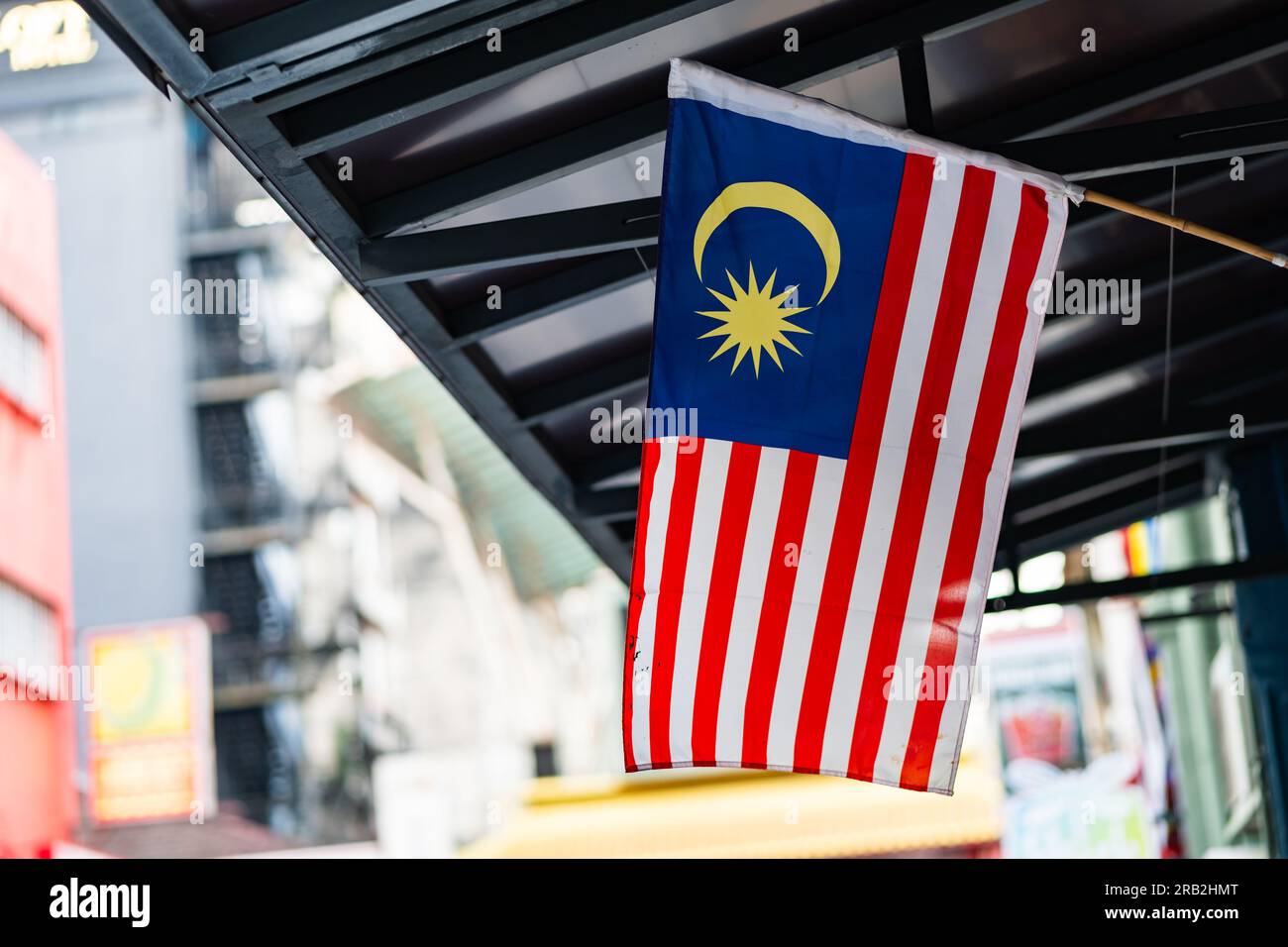 Malaysian national flag waving in the street of Kuala Lumpur, Malaysia ...