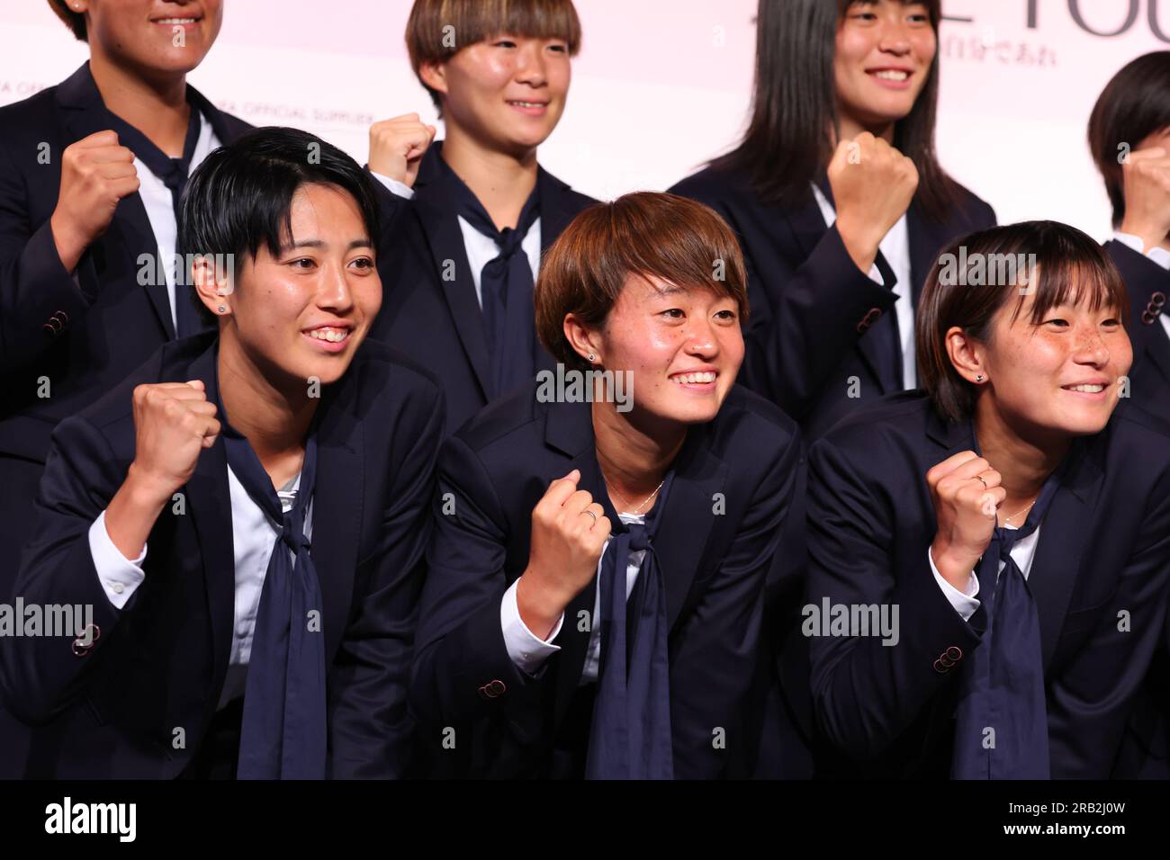 Tokyo, Japan. 6th July, 2023. (L-R) Riko Ueki, Hinata Miyazawa, Remina ...