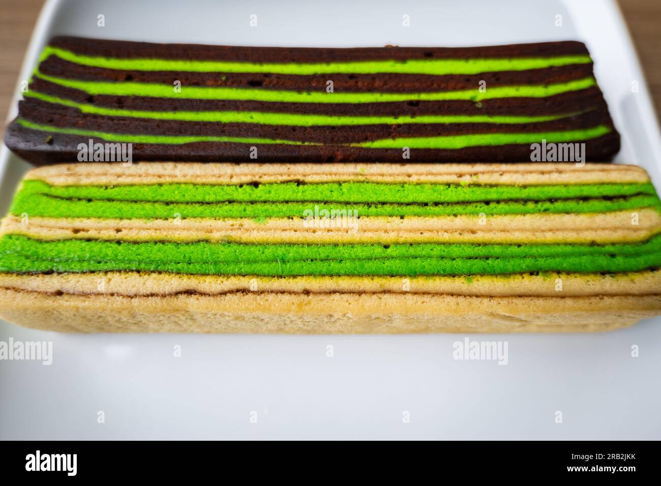 close-up of Kek Lapis Sarawak, traditional layered cake very popular in ...
