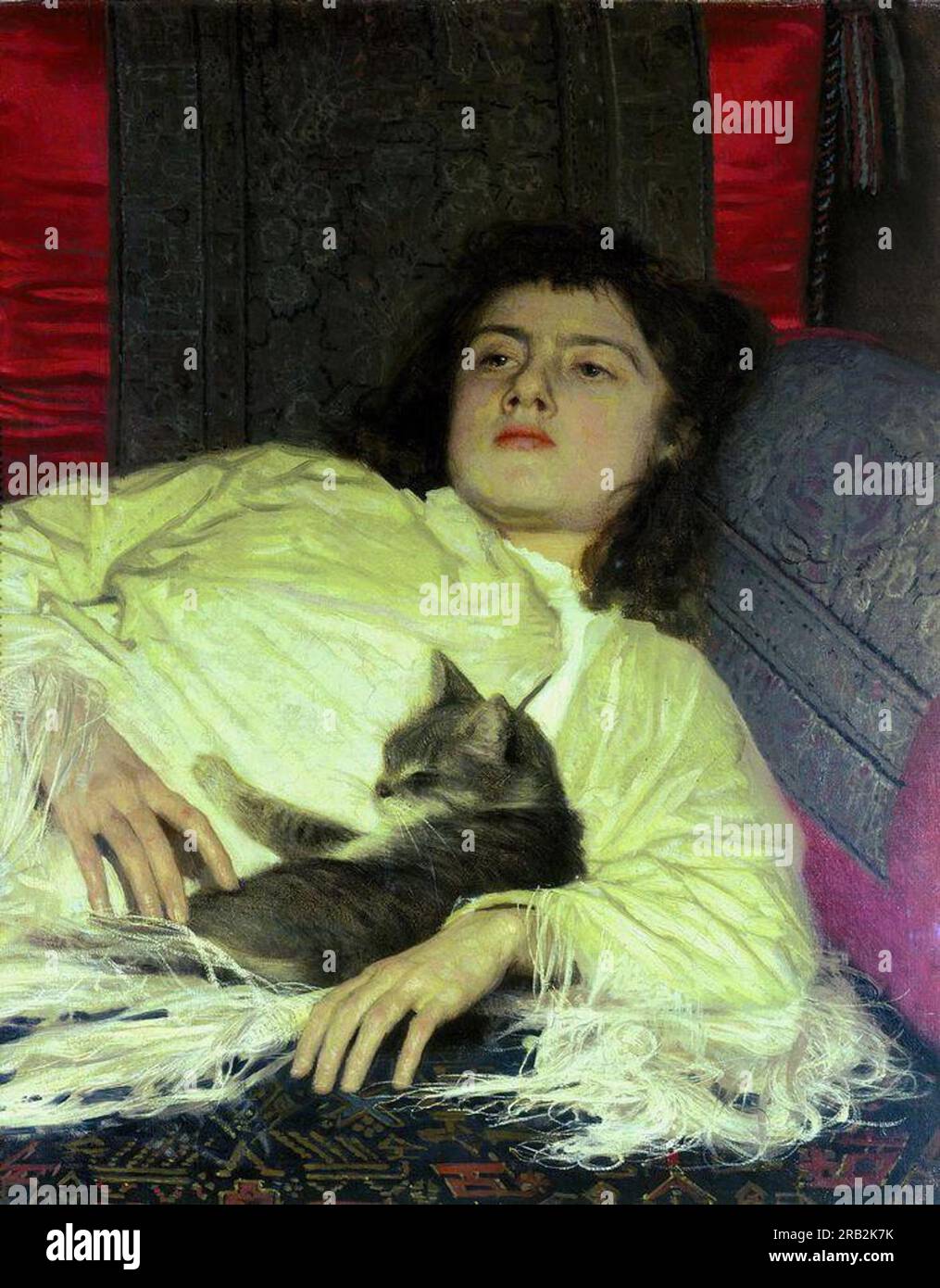 Girl with a Cat 1882 by Ivan Kramskoy Stock Photo - Alamy