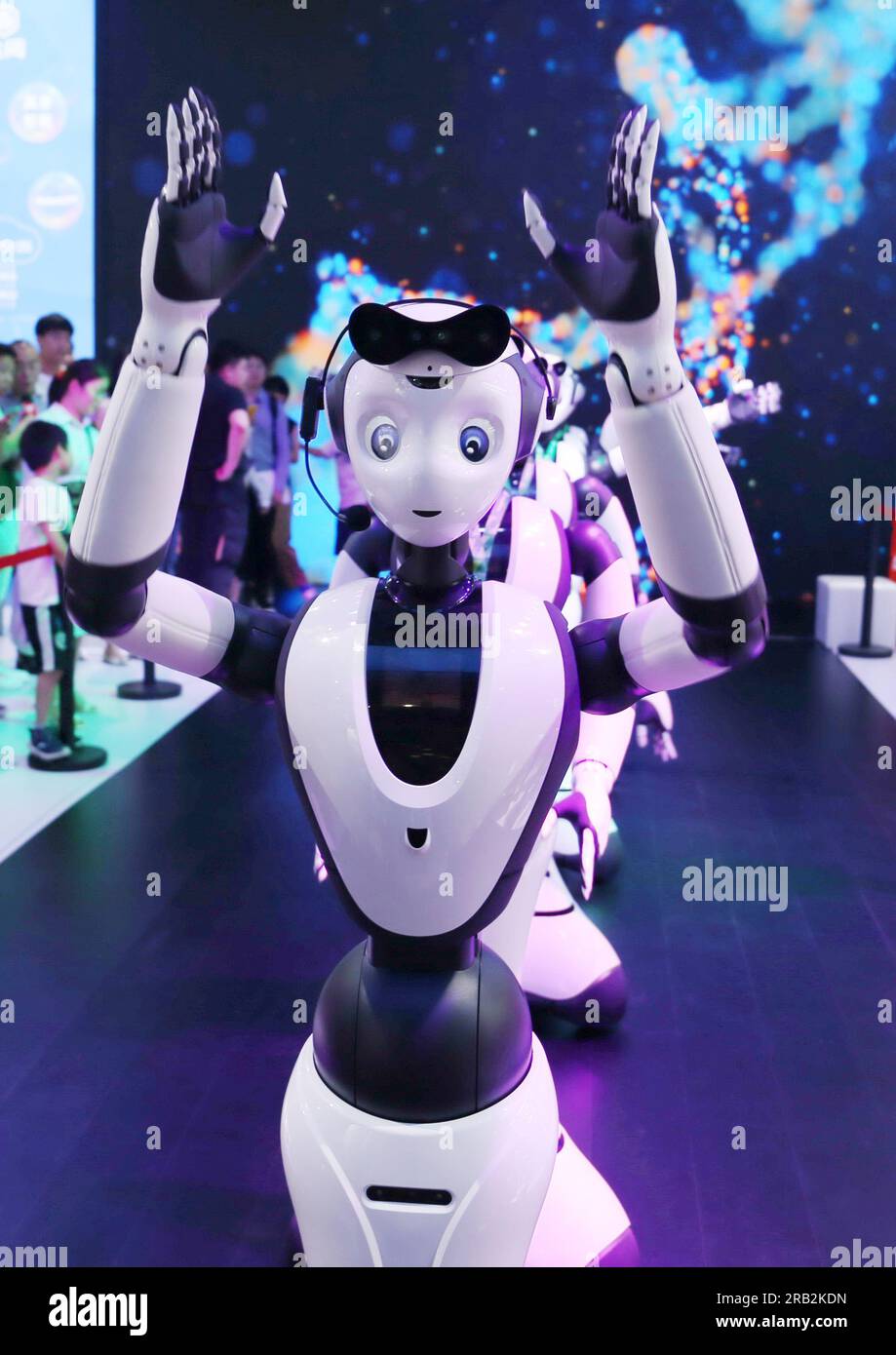 SHANGHAI, CHINA - JULY 6, 2023 - Human-like intelligent service robots ...