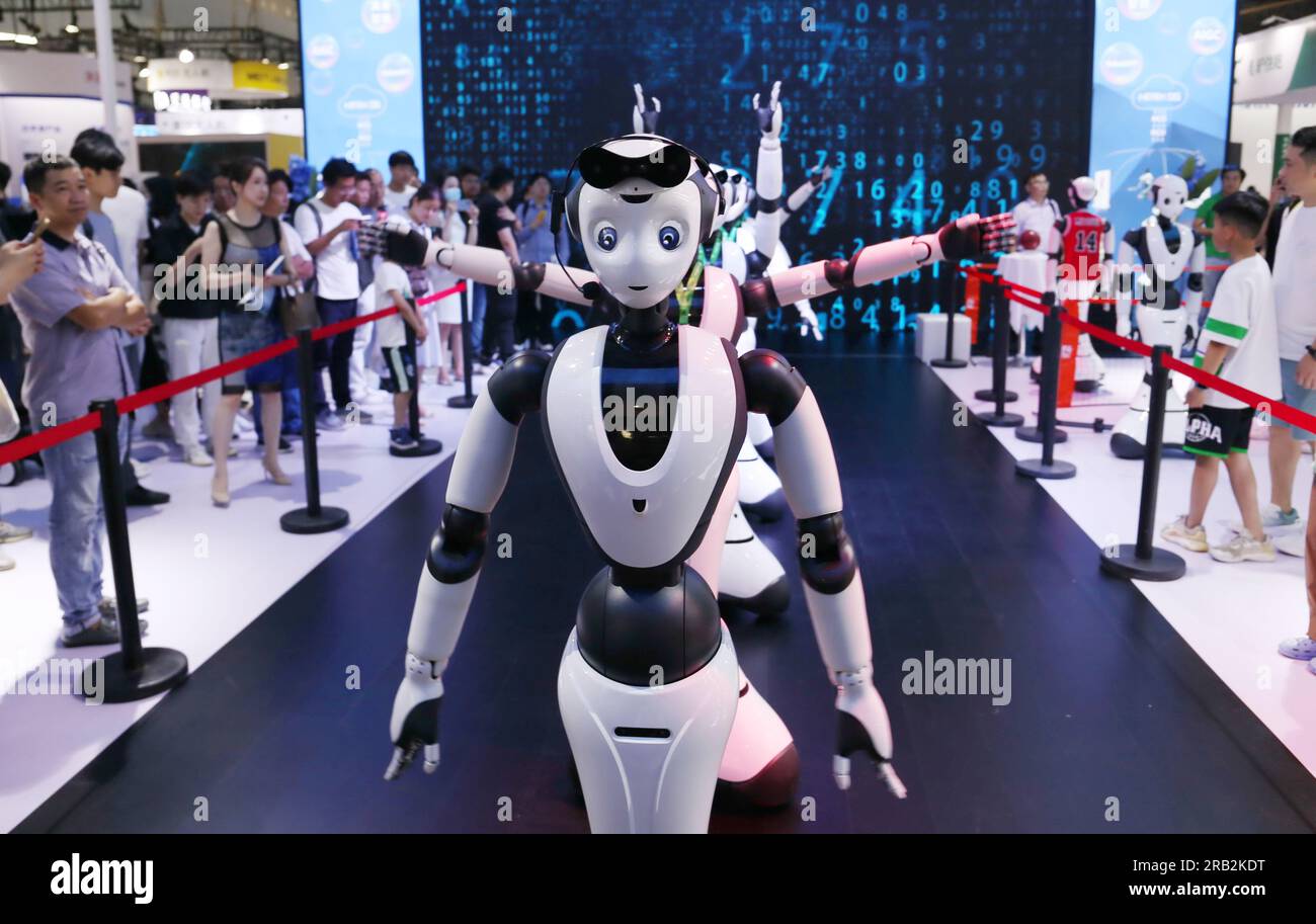 SHANGHAI, CHINA - JULY 6, 2023 - Human-like intelligent service robots ...