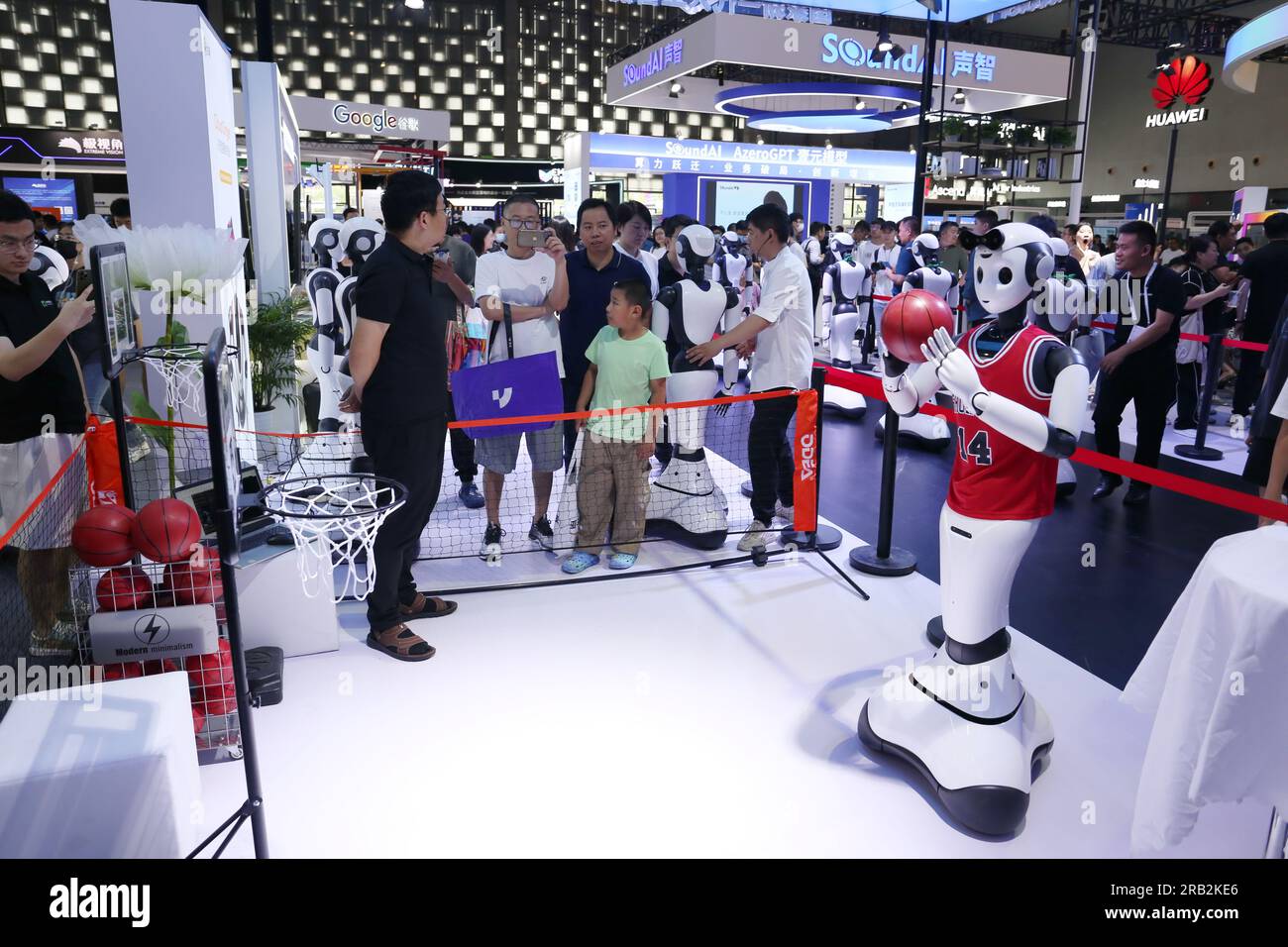 SHANGHAI, CHINA - JULY 6, 2023 - A human-like intelligent service robot ...