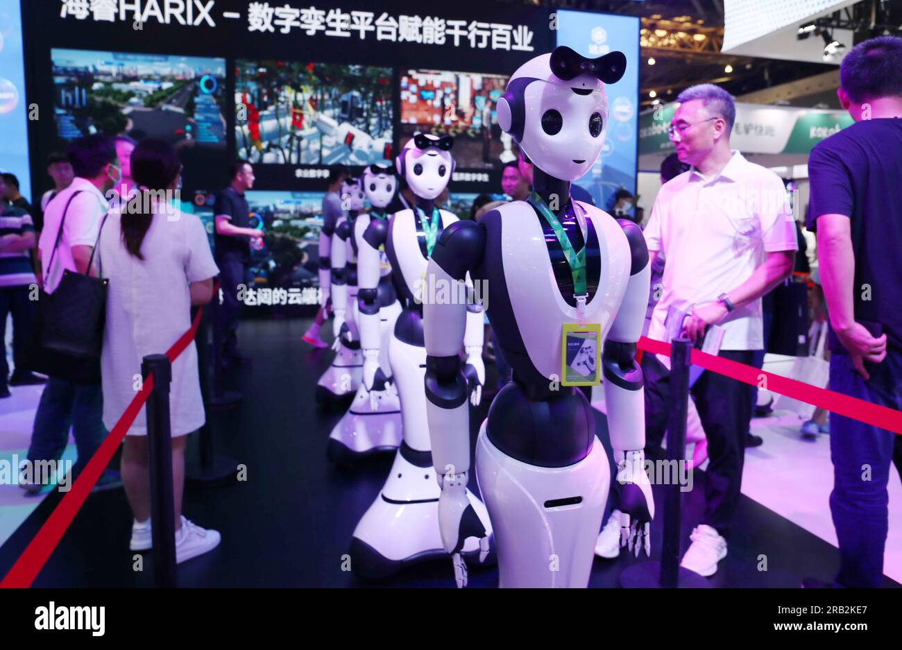 SHANGHAI, CHINA - JULY 6, 2023 - Human-like intelligent service robots perform a thousand-hand ...