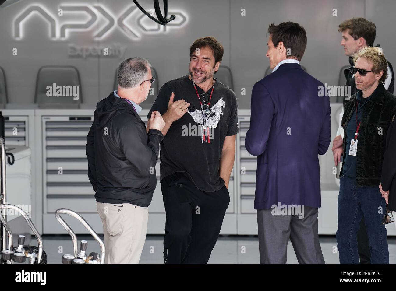 Silverstone, United Kingdom on 6 July 2023 Toto Wolff visits APXGP garage, Brad Pitt film during ...