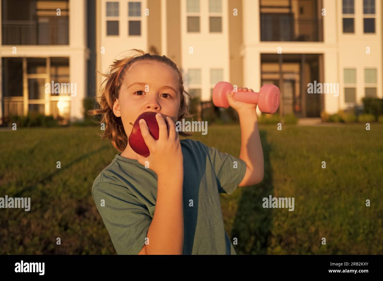 Kids sport training outdoor. Sport activities at leisure with children ...