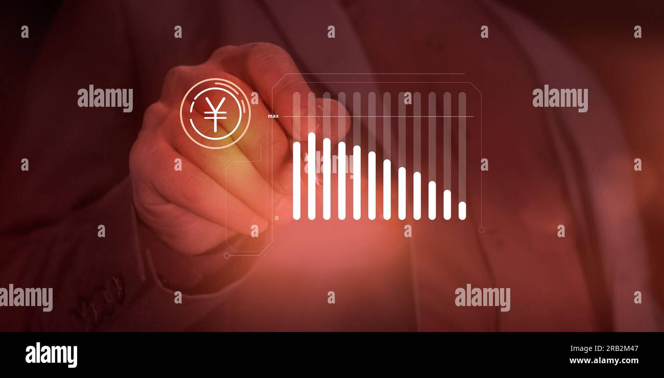 Abstract infographic about the fall of the yen price Stock Photo - Alamy
