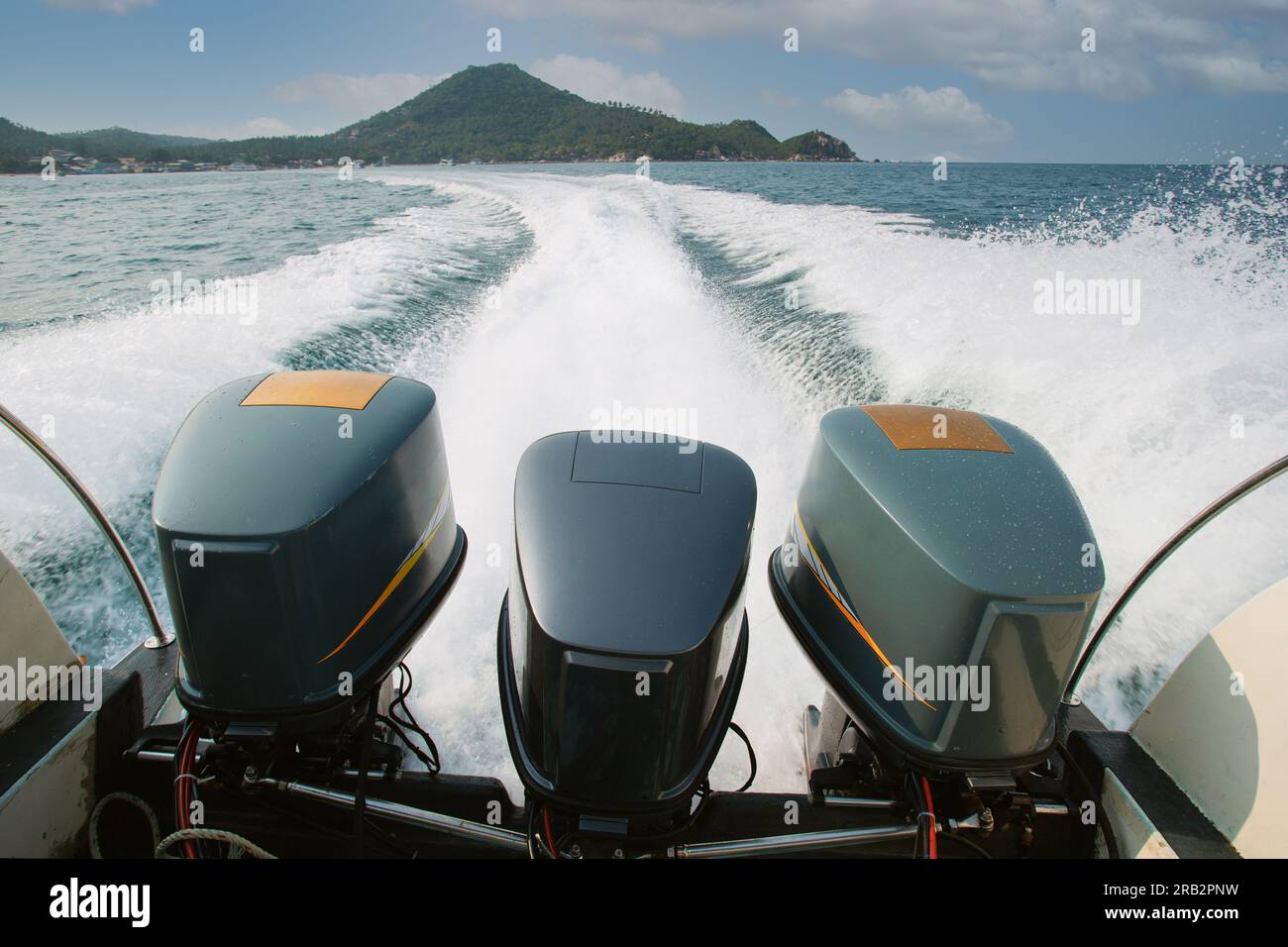Three powerful engines mounted on a speedboat in the Andaman Sea hit ...