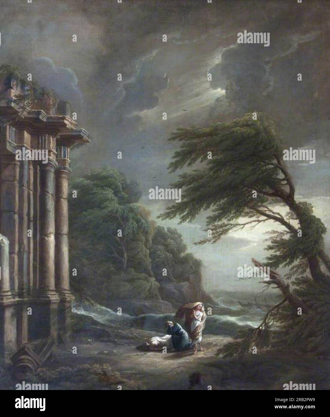 Stormy Seashore with Ruined Temple, Shipwreck, and Figures 1747 by ...