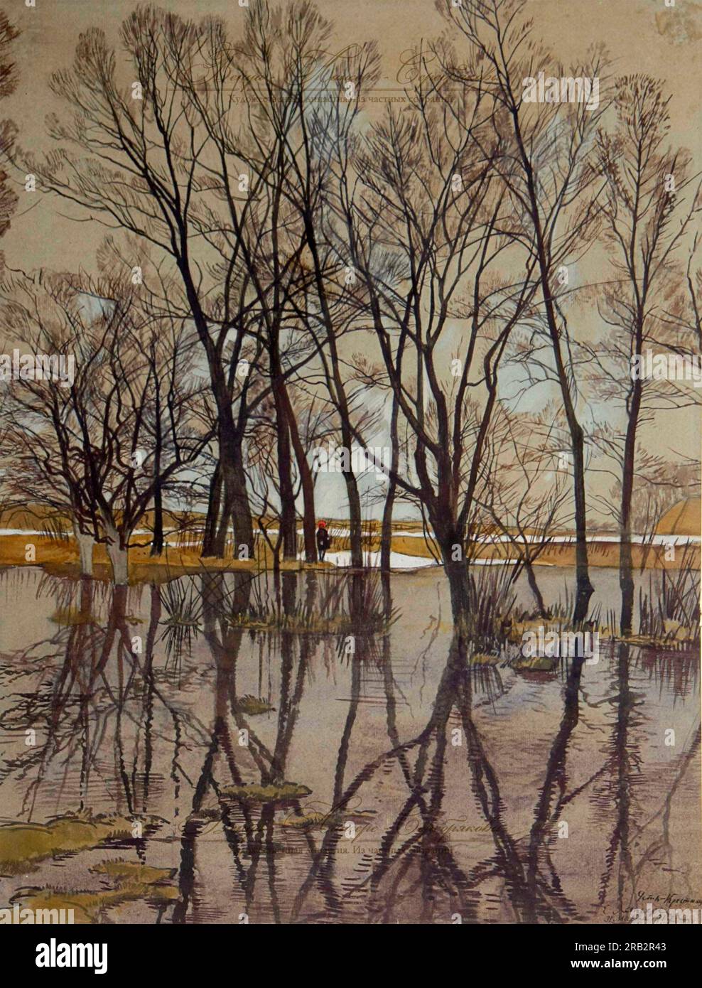 Ust Krestishche. Spring. Flood 1917 by Eugene Lanceray Stock Photo - Alamy
