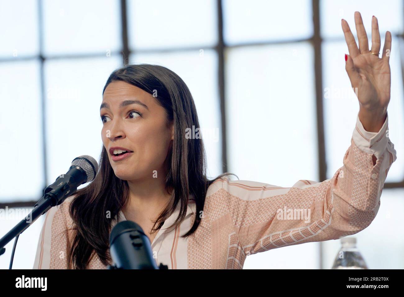 Bronx, NY, USA. 6th July, 2023. Alexandria Ocasio-Cortez at a public ...