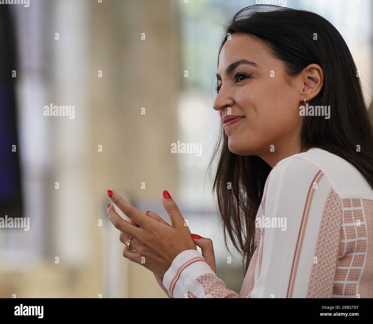 Bronx, NY, USA. 6th July, 2023. Alexandria Ocasio-Cortez at a public ...