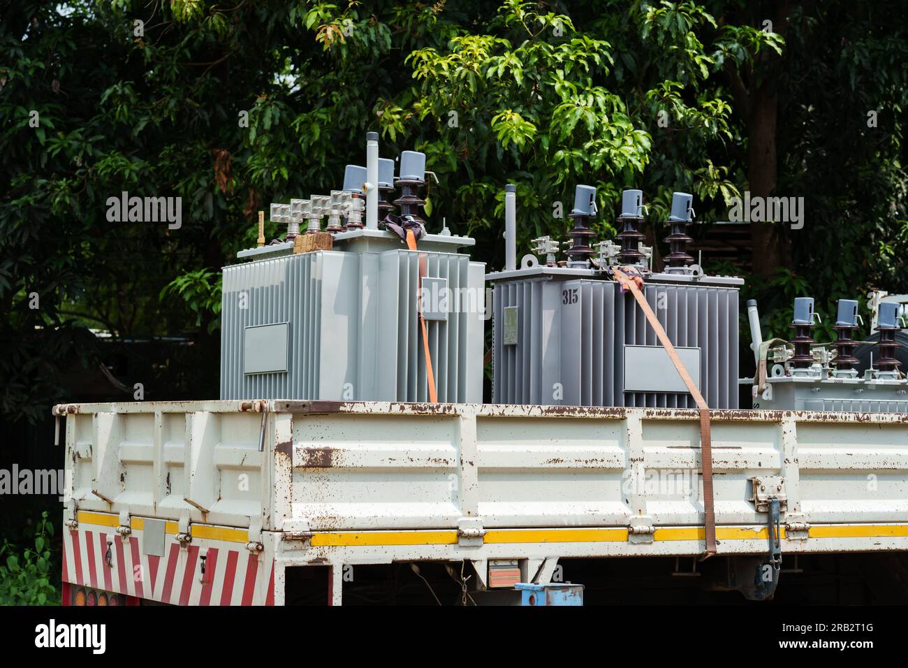 power transformer strapped on a truck Stock Photo - Alamy