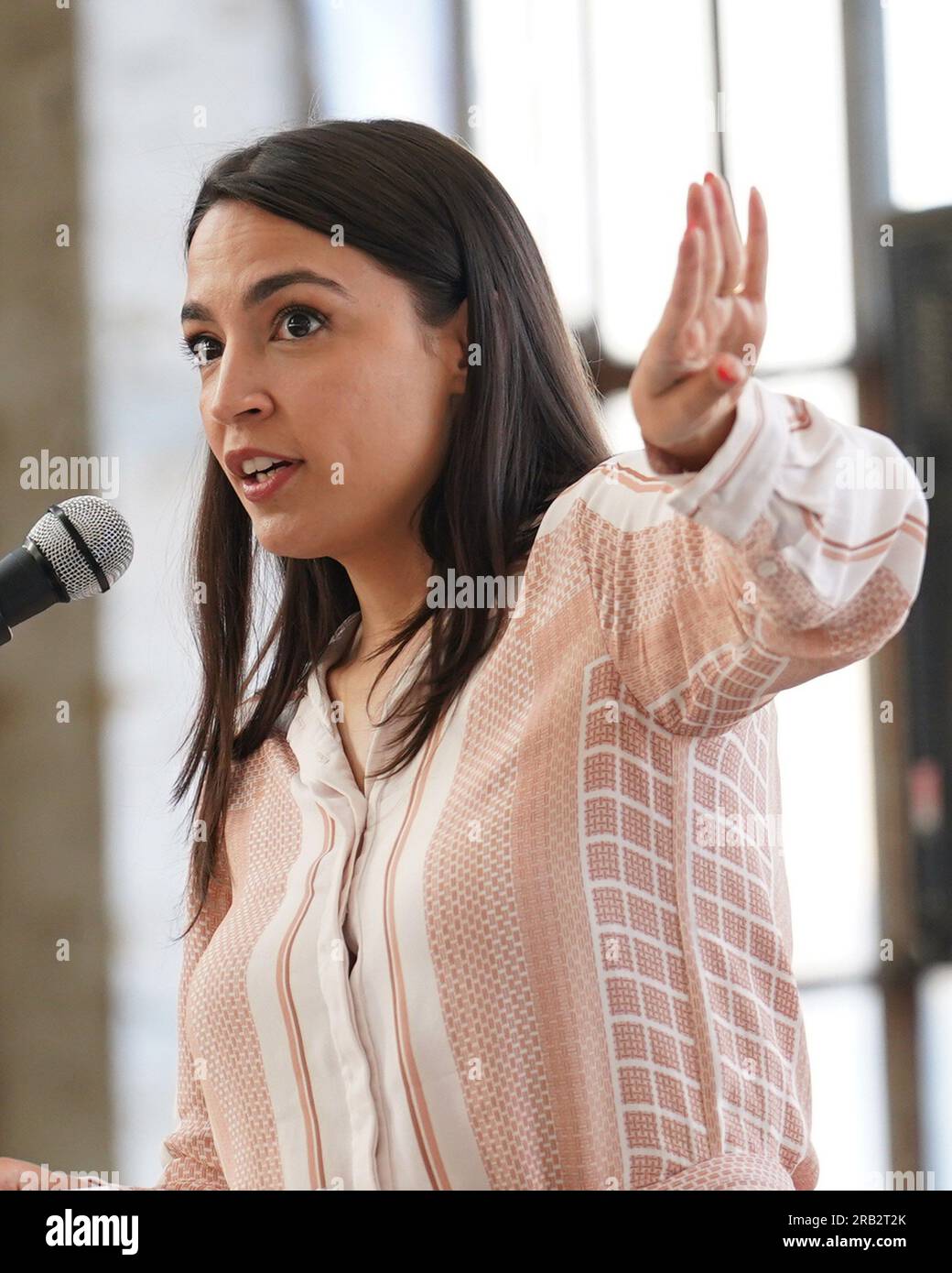 Bronx Ny Usa 6th July 2023 Alexandria Ocasio Cortez At A Public