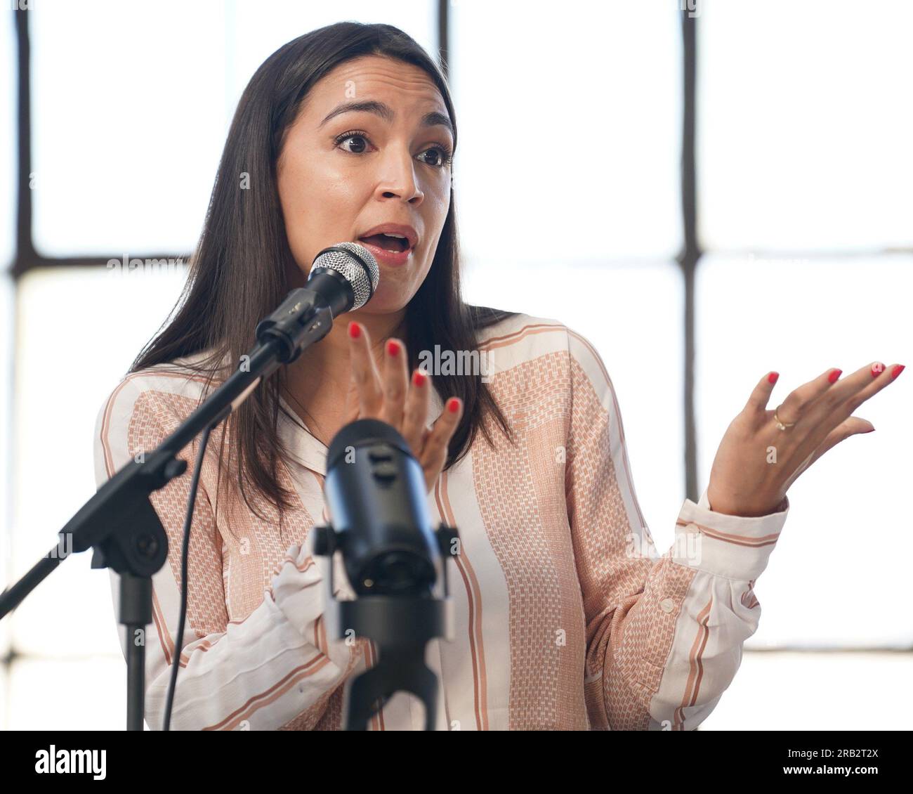 Bronx Ny Usa 6th July 2023 Alexandria Ocasio Cortez At A Public