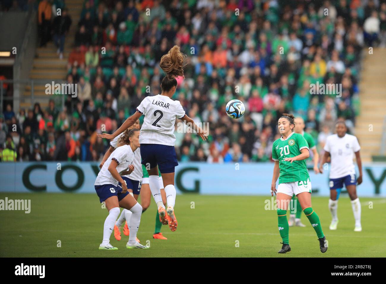 Dublin, Ireland. 06th July, 2023. Maelle Lakrar (Montpellier) jumps the ...
