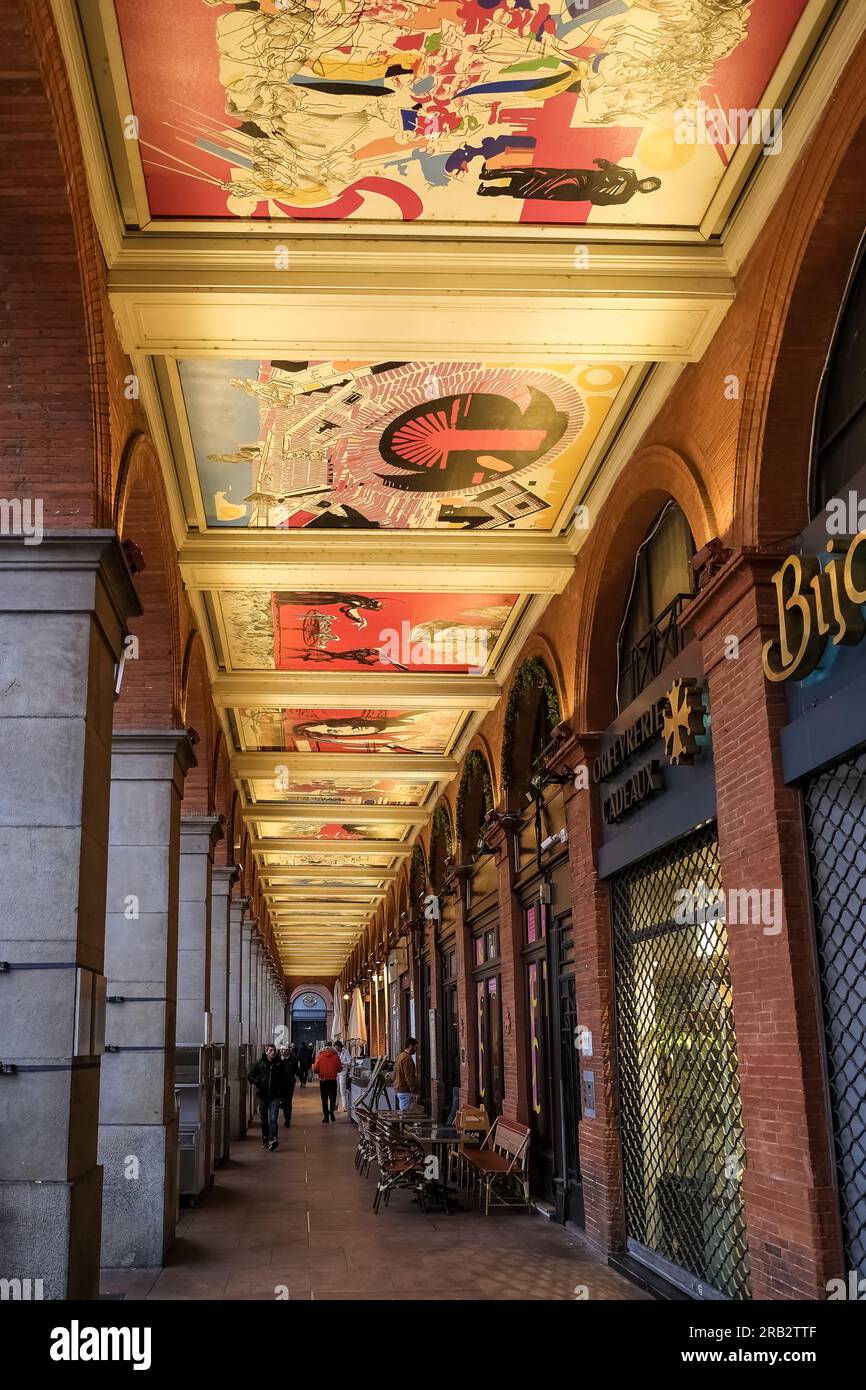 Architectural detail of the cafes and shops located in the Capitole ...