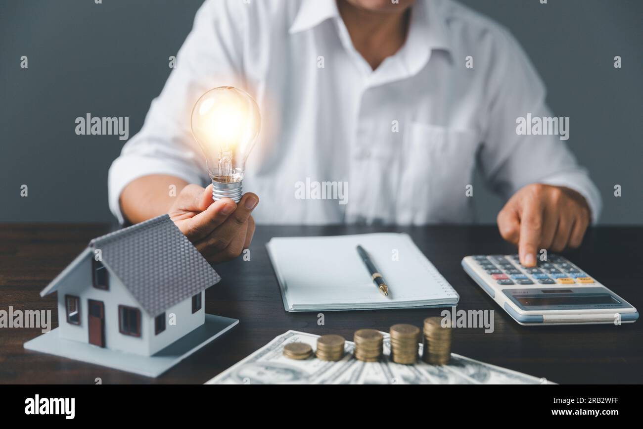 Saving investment home with loan finance money business concept ...