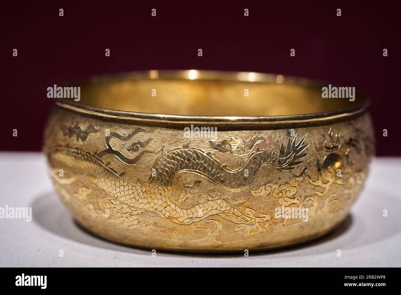 Golden basin carved with dragon used by the Ming Dynasty emperor Stock ...