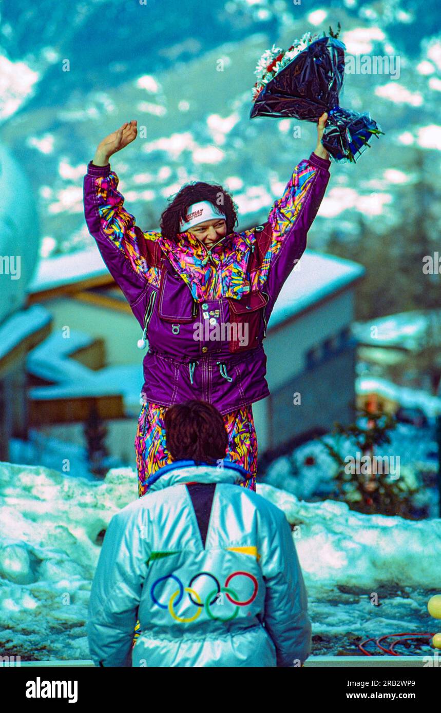 Angelika Neuner(AUT) silver medal winner and bronze medal winner during ...